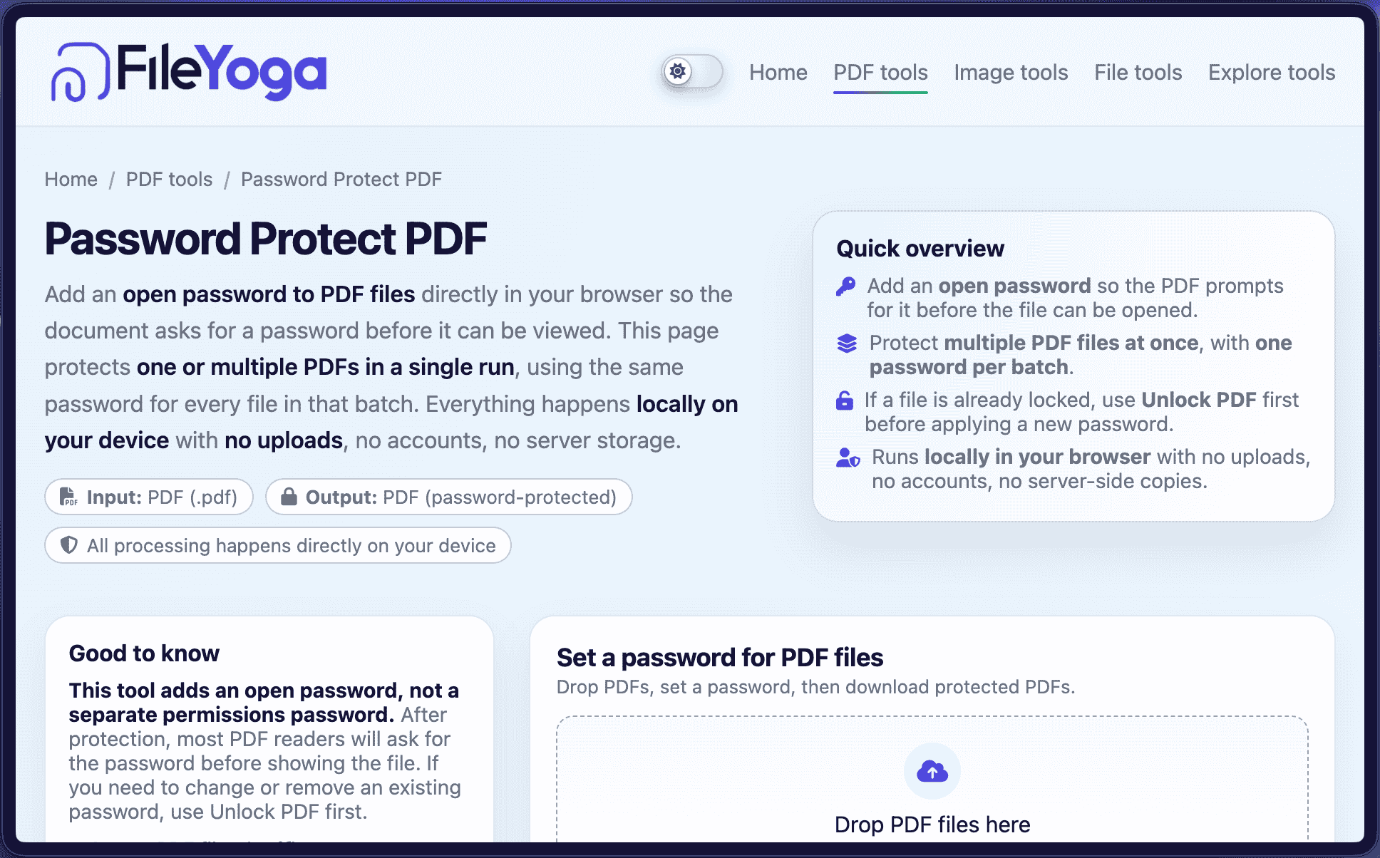 Password Protect PDF Document — Set a PDF password | FileYoga