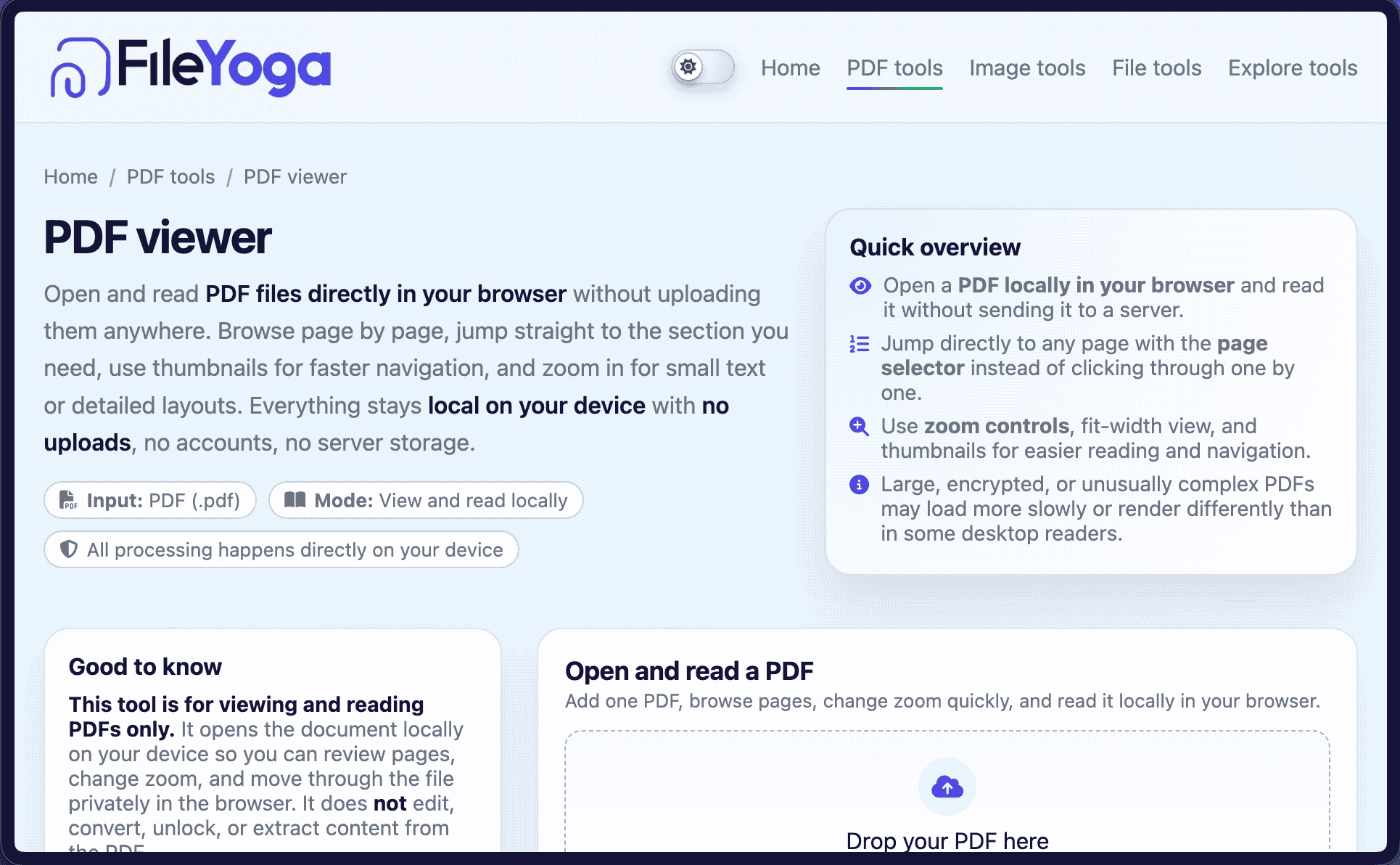 PDF viewer — open PDFs directly in your browser | FileYoga