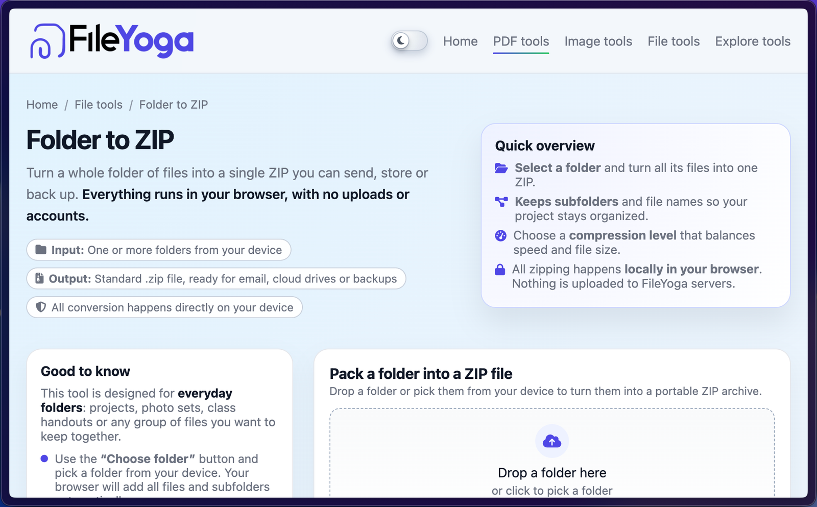 Folder to ZIP Compressor — pack a folder into a ZIP file | FileYoga